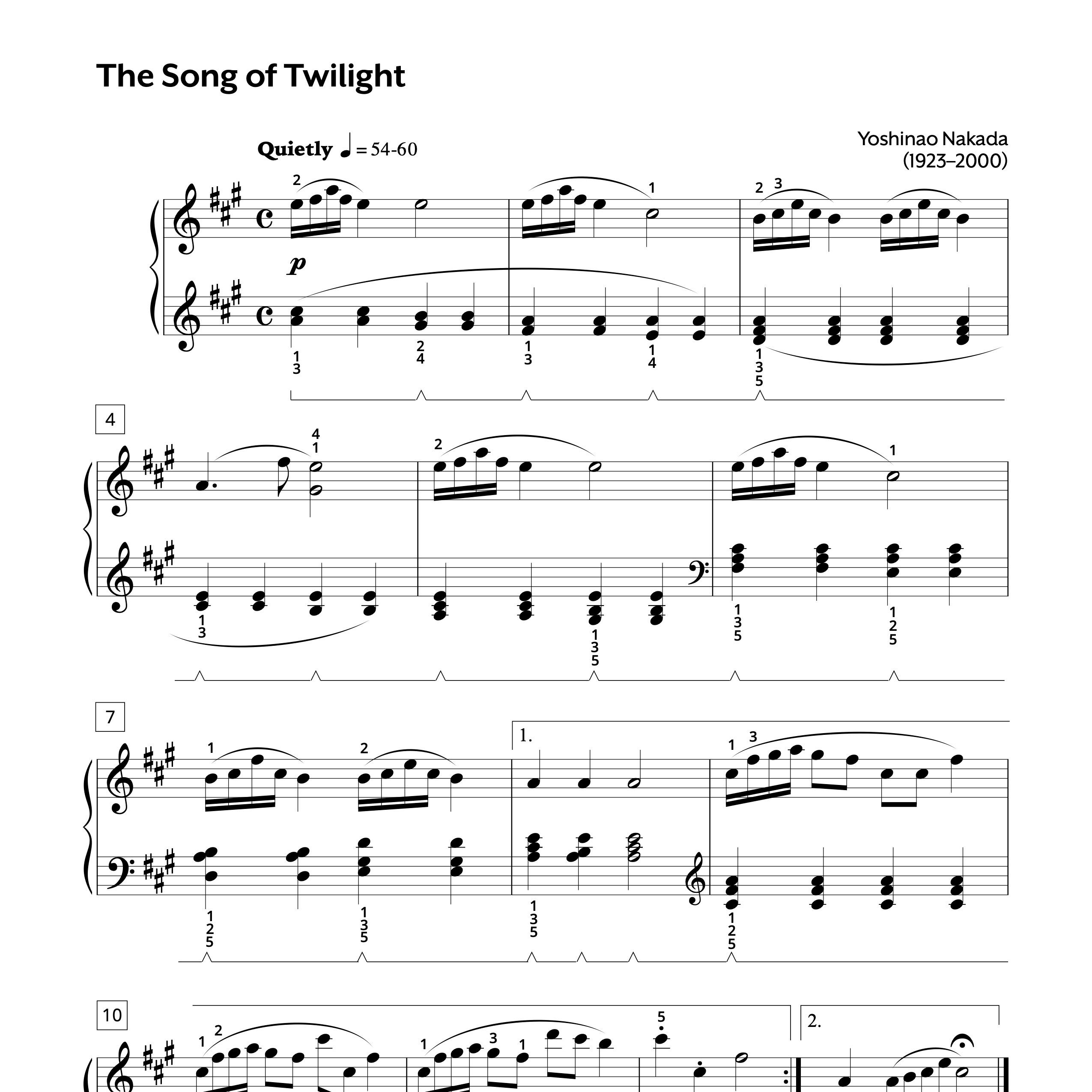 The Song of Twilight Sheet Music by Yoshinao Nakada