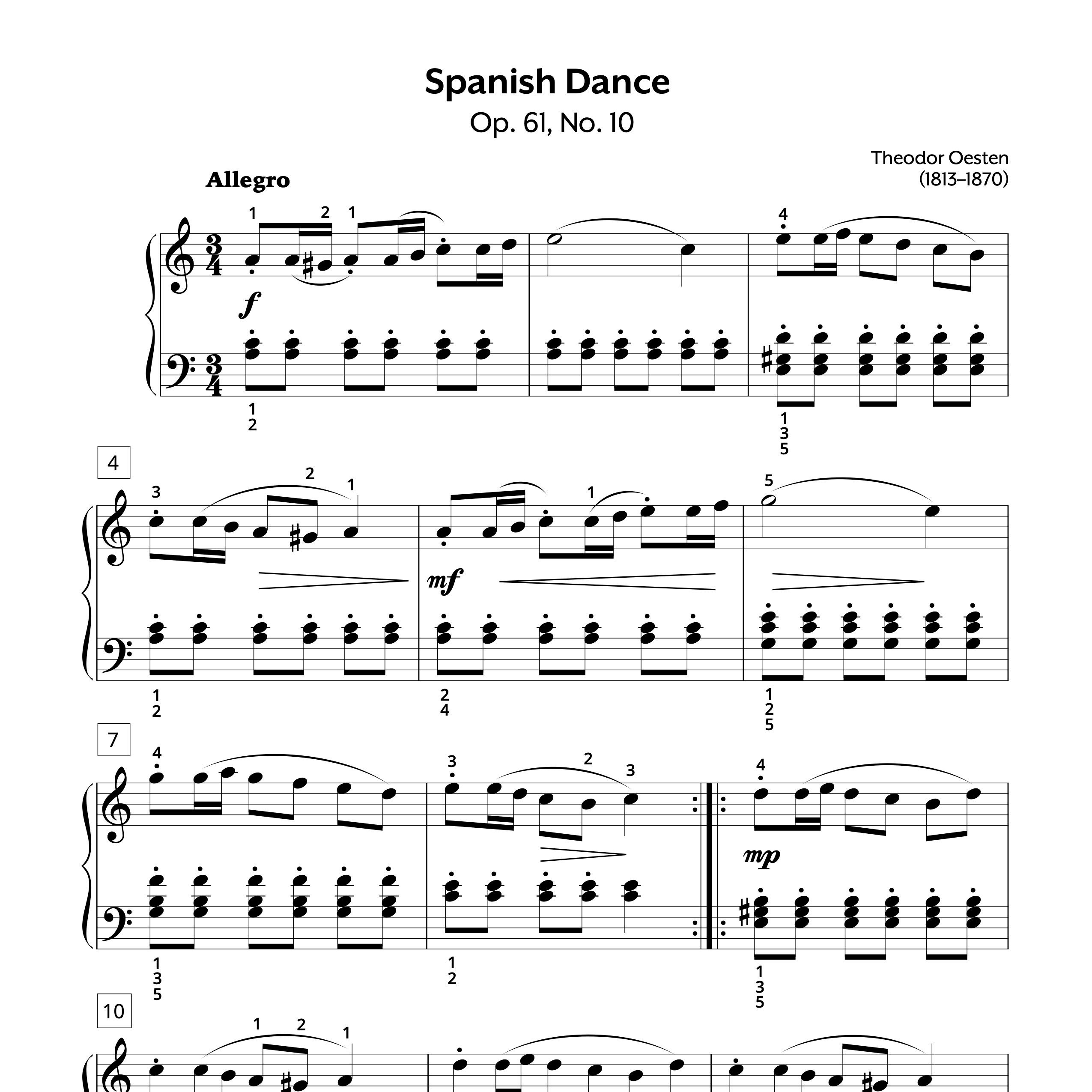 Spanish Dance, Op. 61, No. 10 Sheet Music | Theodor Oesten