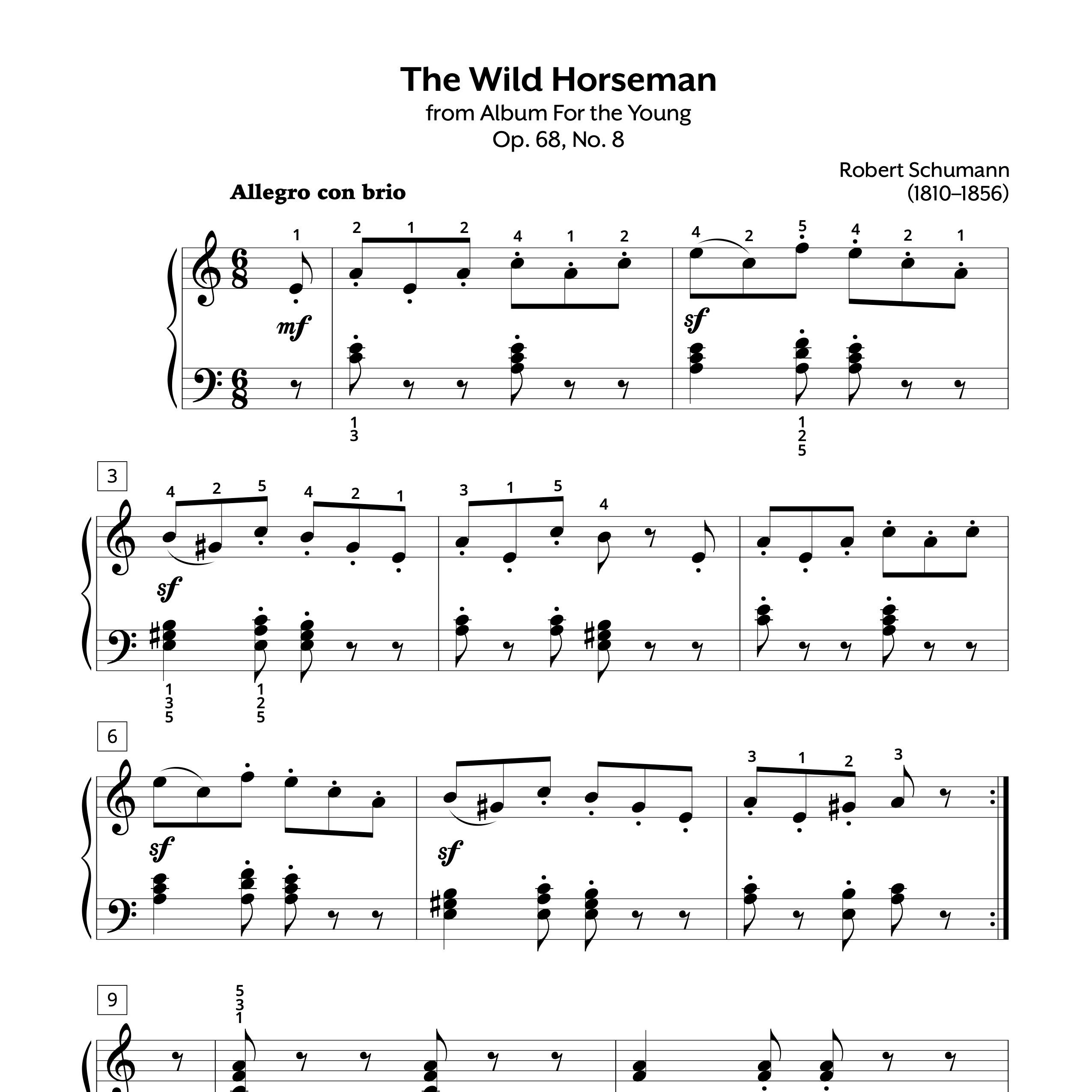 Piano Sheet Music | Schumann | The Wild Horseman