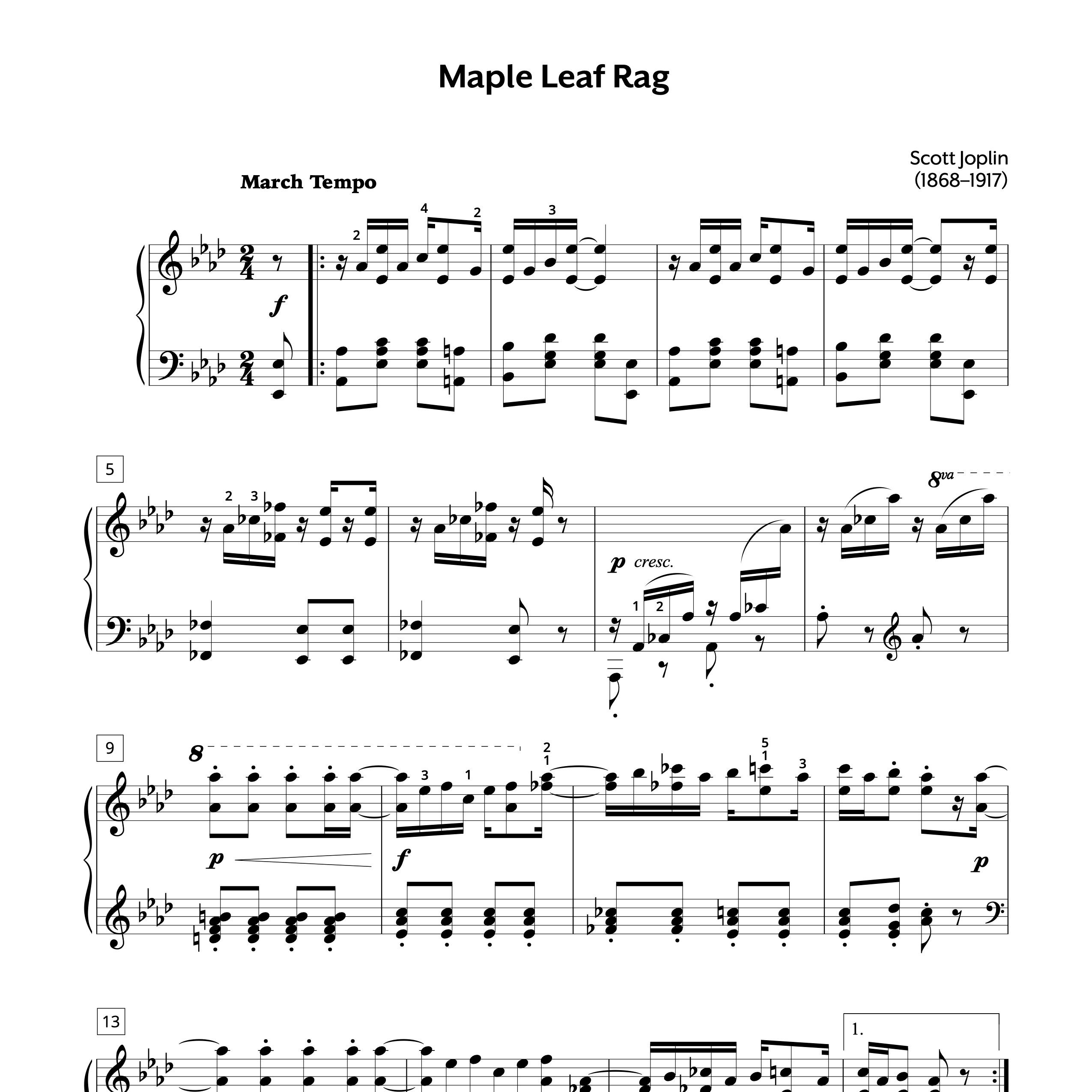 Maple Leaf Rag | Piano Sheet Music - Original Version