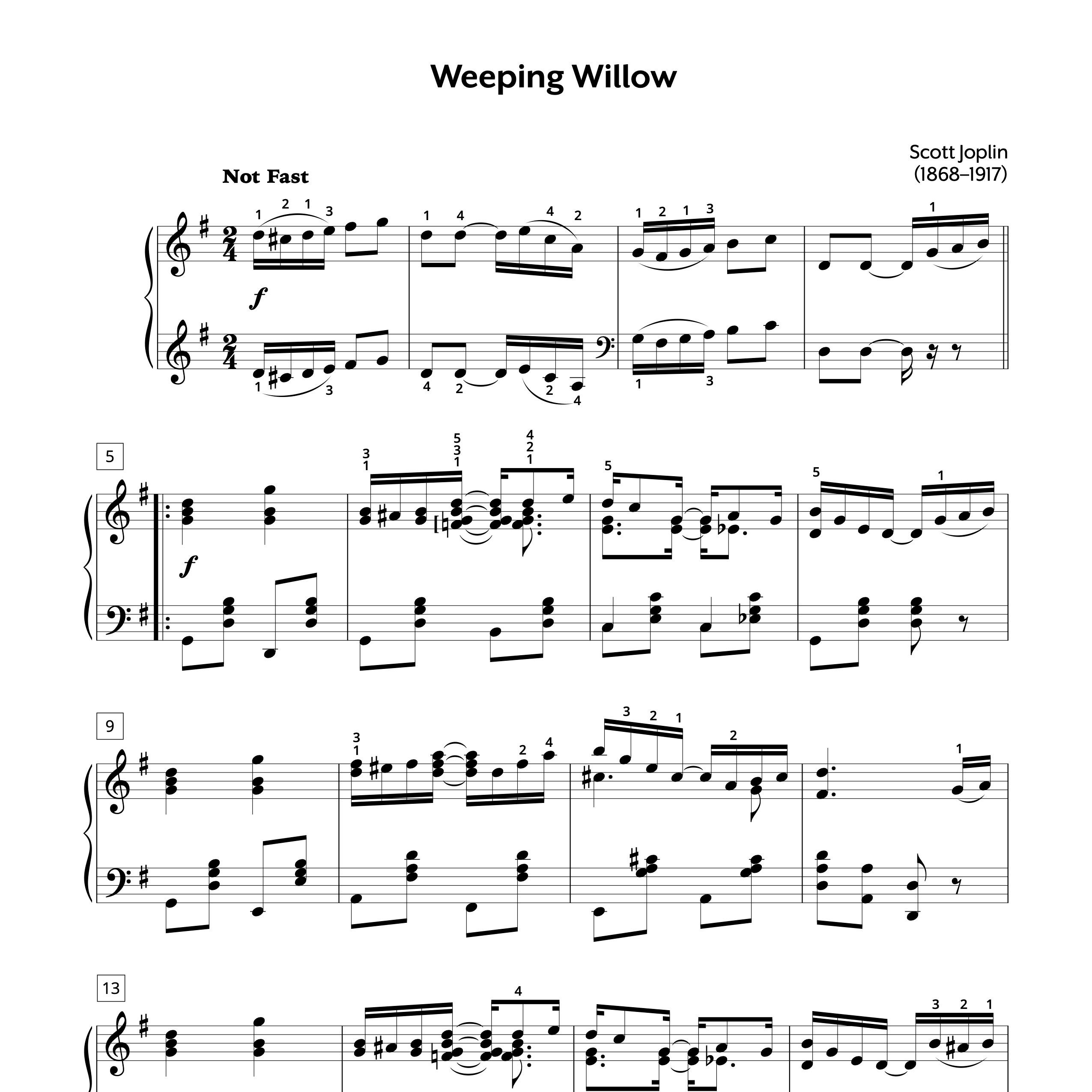 Piano Sheet Music | Scott Joplin | Weeping Willow | African-American ...