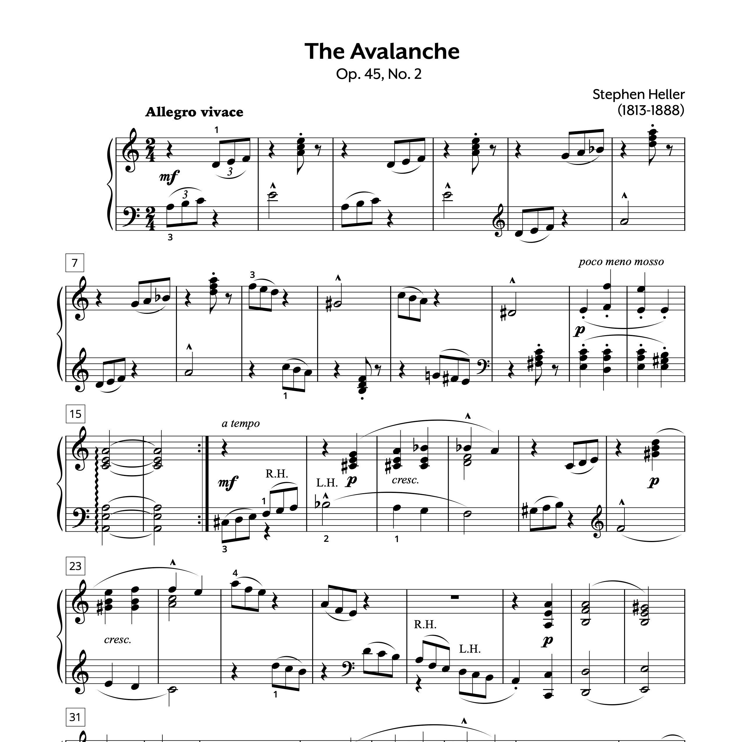 Piano Sheet Music | Stephen Heller | The Avalanche, Op. 45, No. 2