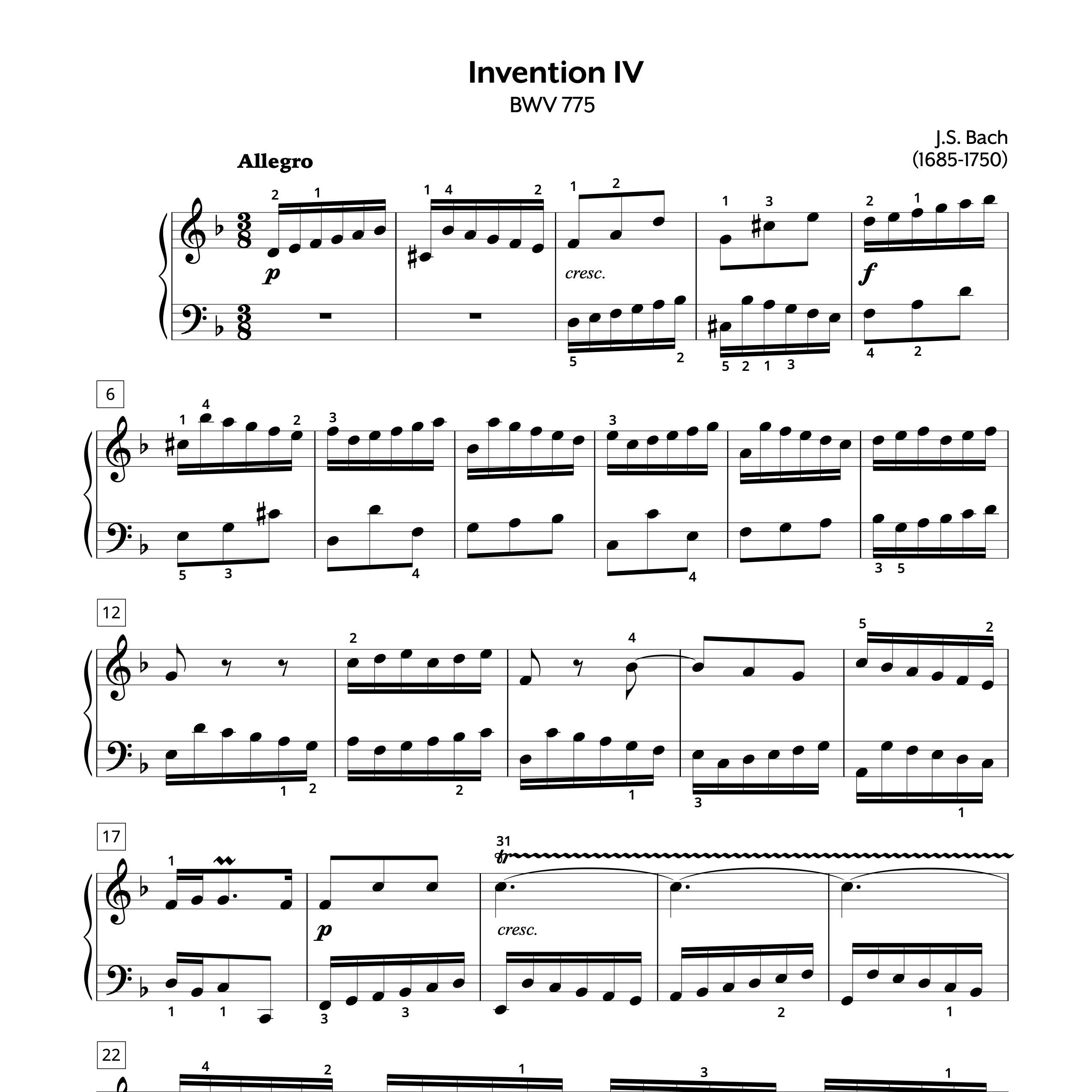 Two-Part Invention No. 4 in D Minor, BWV 775 | J.S. Bach