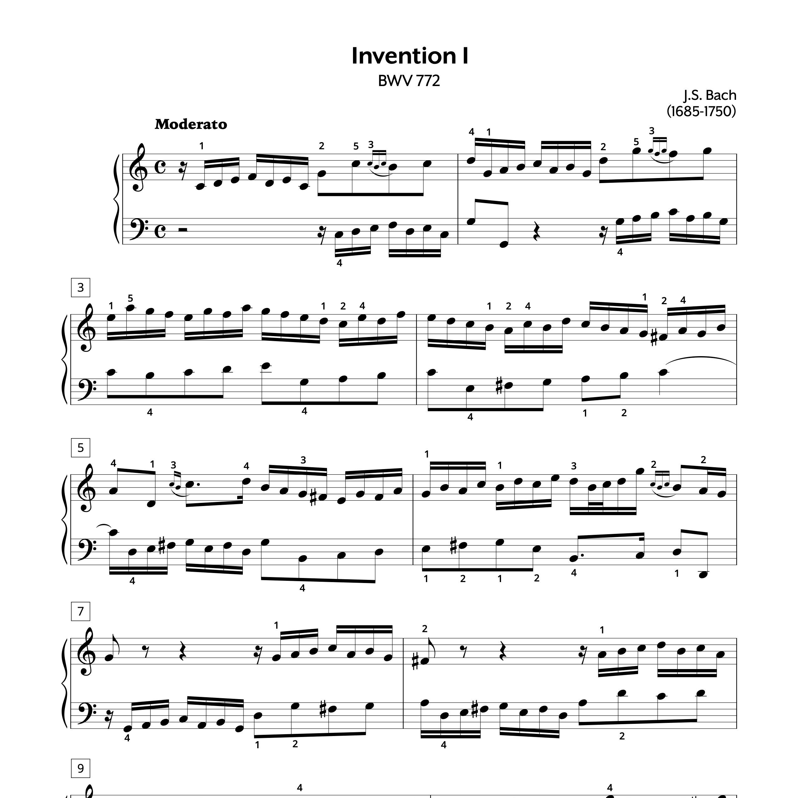 Bach: Two-Part Invention No. 1 in C Major, BWV 772