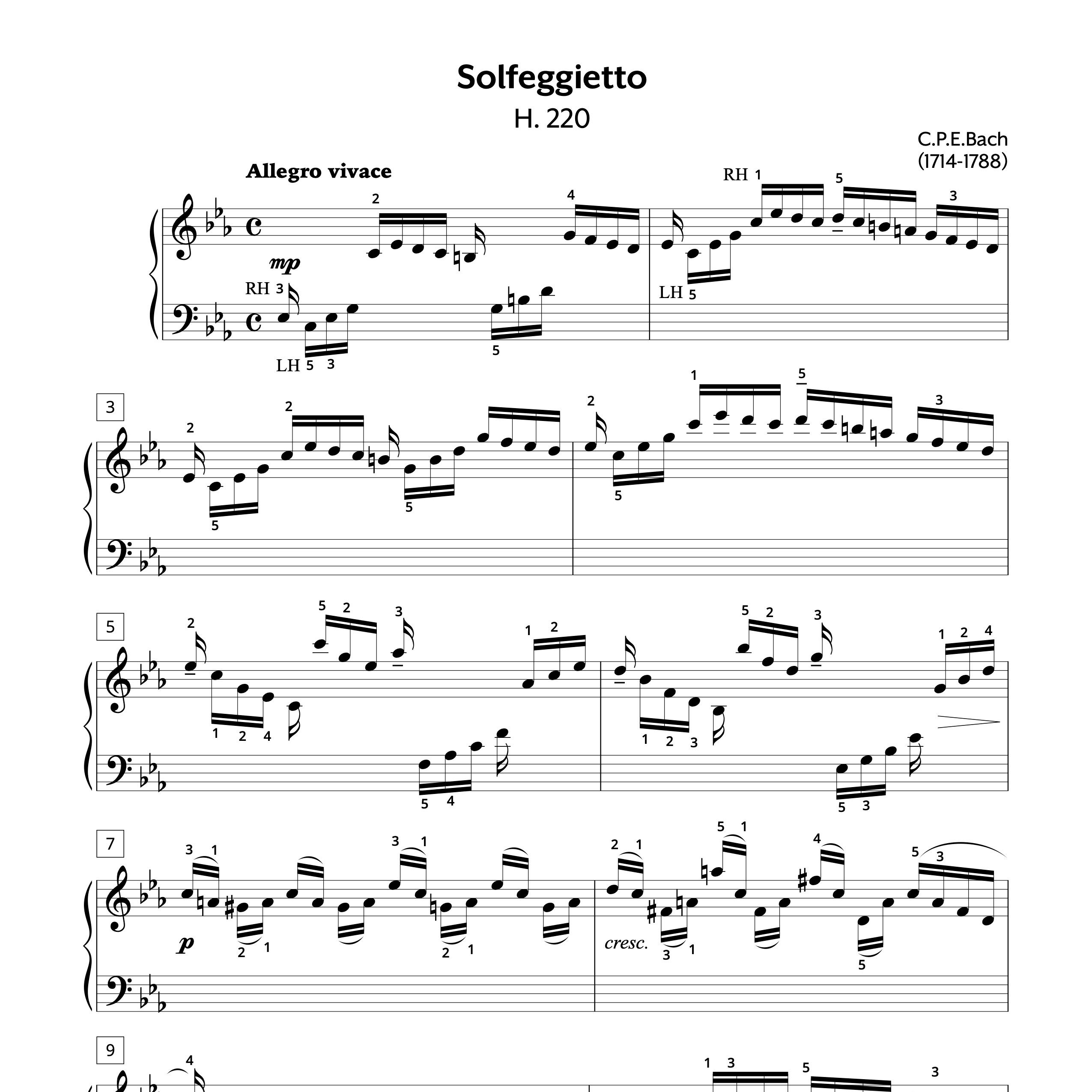 Solfeggietto, H. 220 Sheet Music | CPE Bach