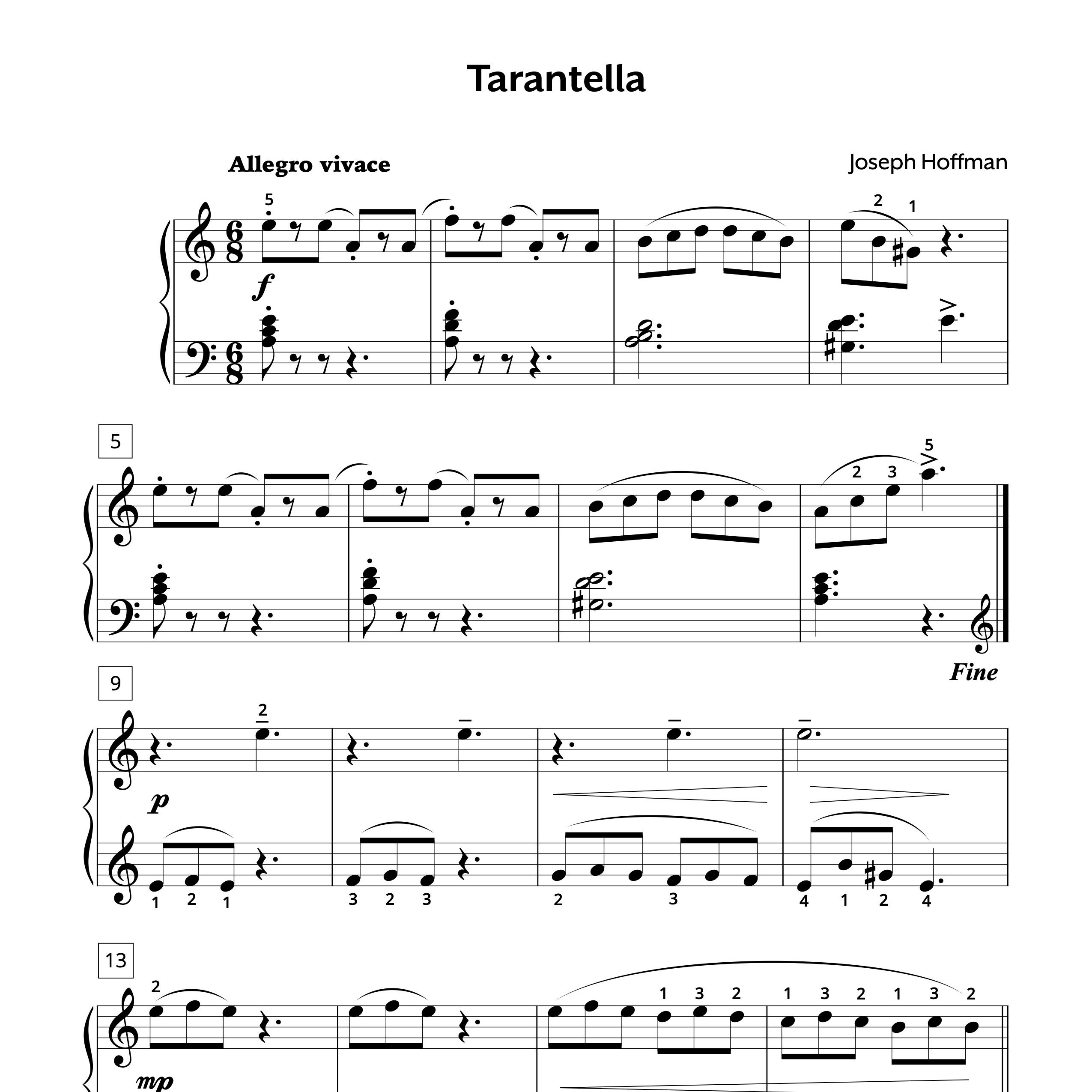Tarantella in A Minor | Sheet Music by Joseph Hoffman