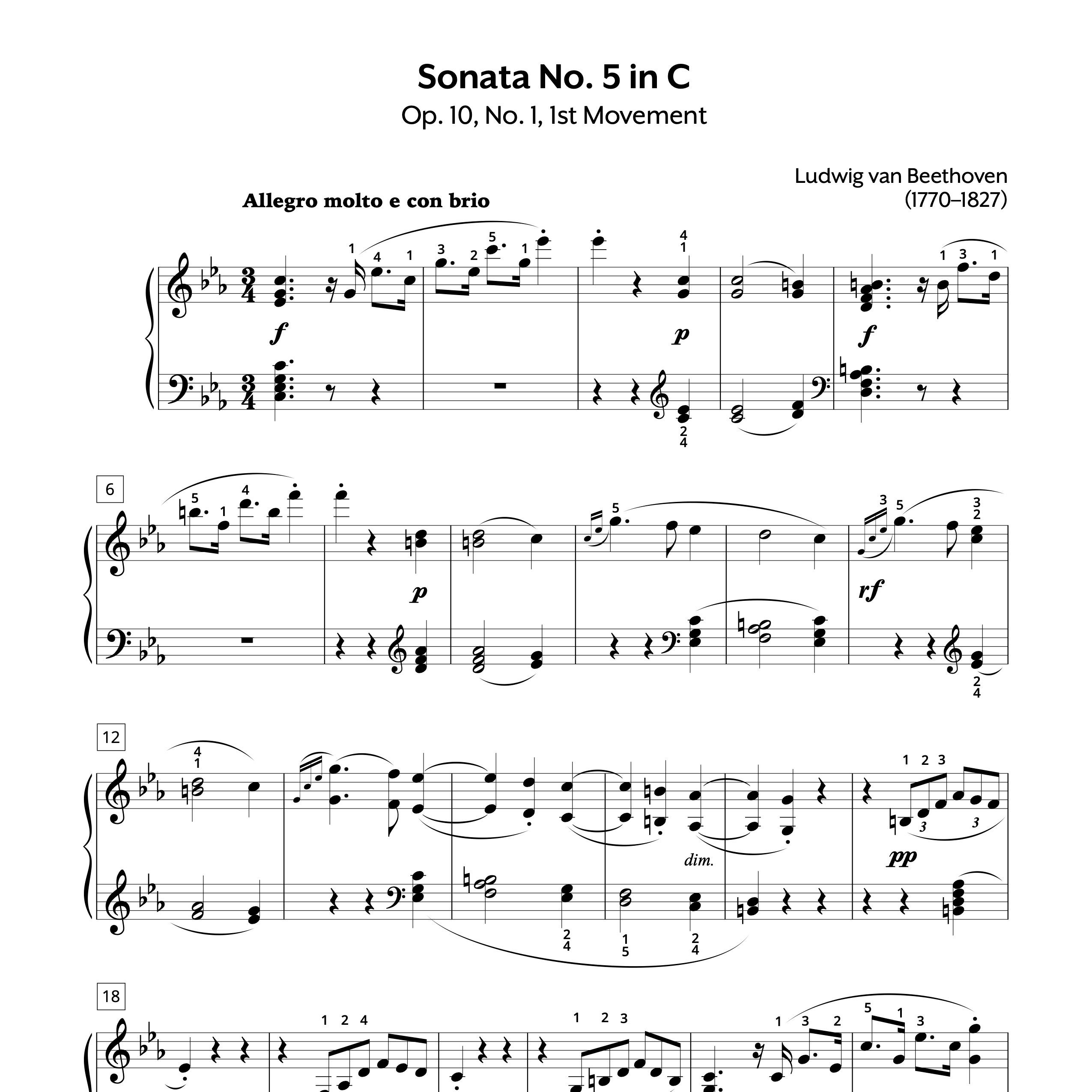 Beethoven | Piano Sonata No. 5 in C Minor Sheet Music