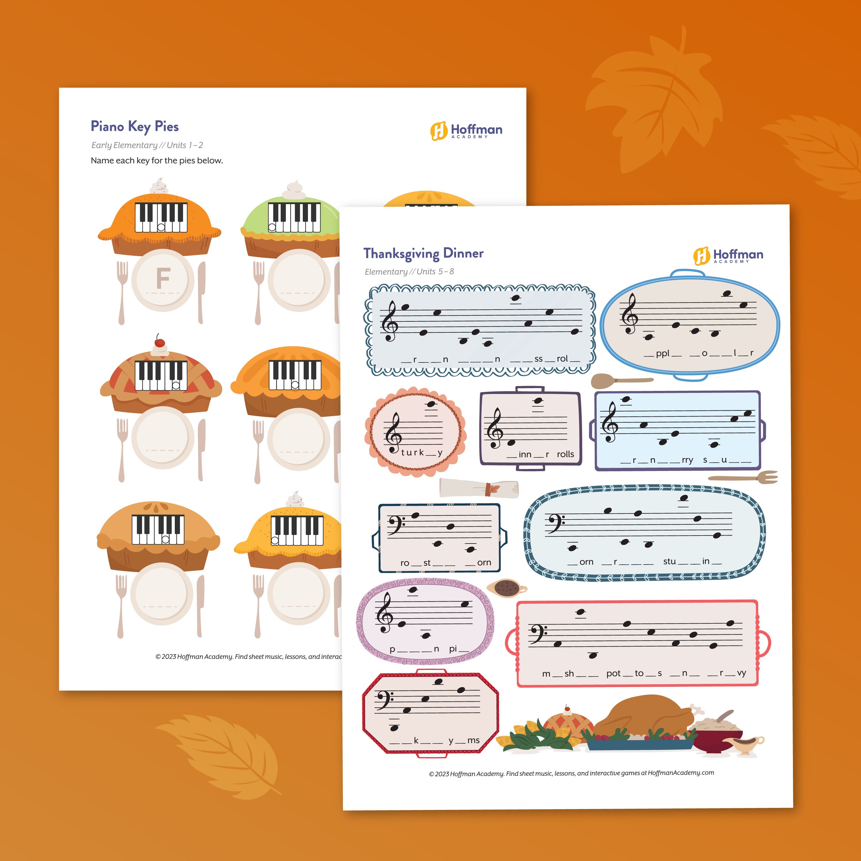 Piano Music Theory Thanksgiving Packet